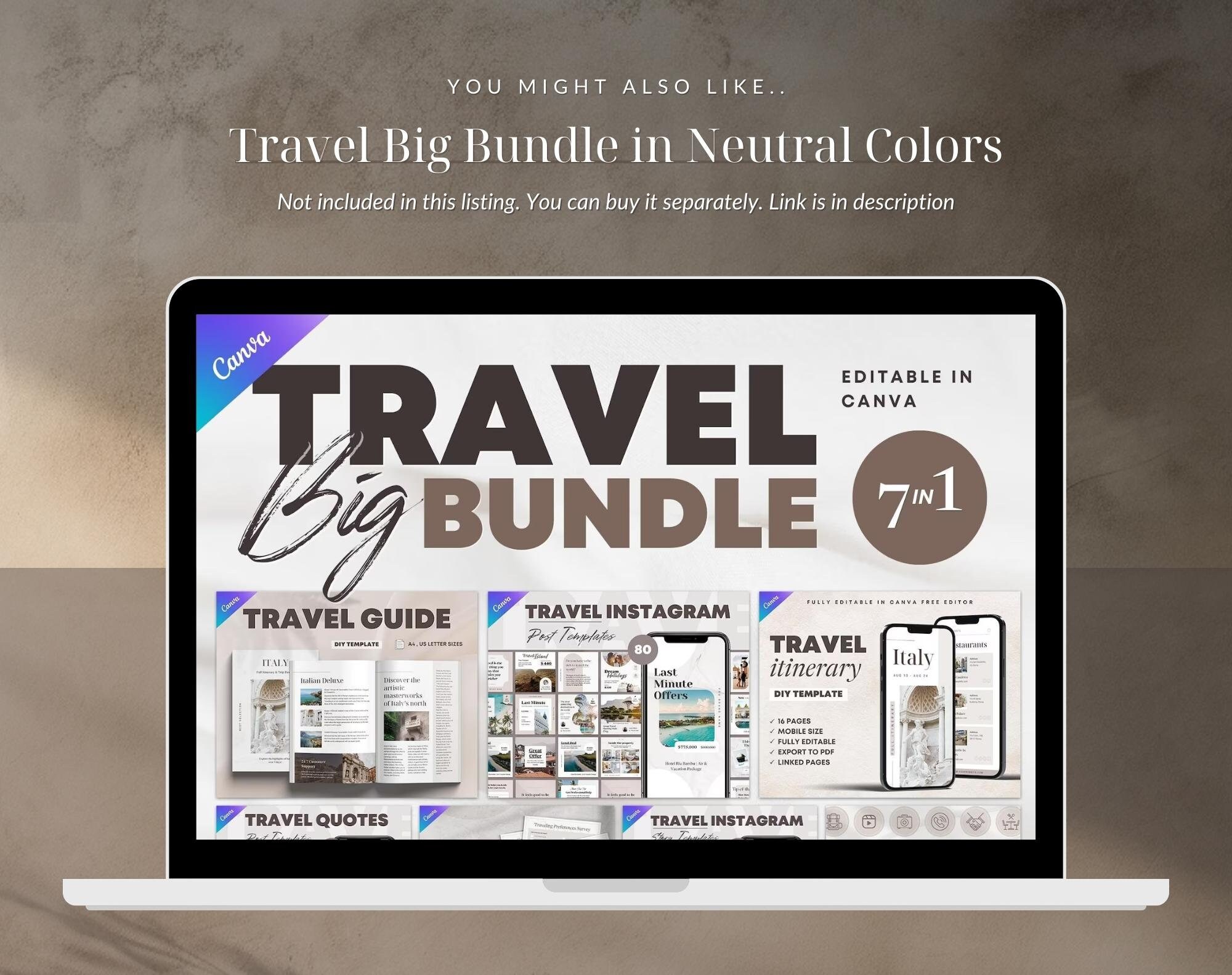 3in1 Travel Instagram Template Canva. Social Media Bundle for Agent ...