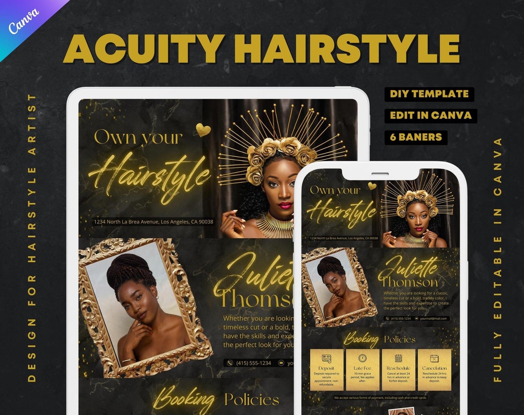 Acuity Scheduling Template: Gold Marble Canva Banners (digital Download ...