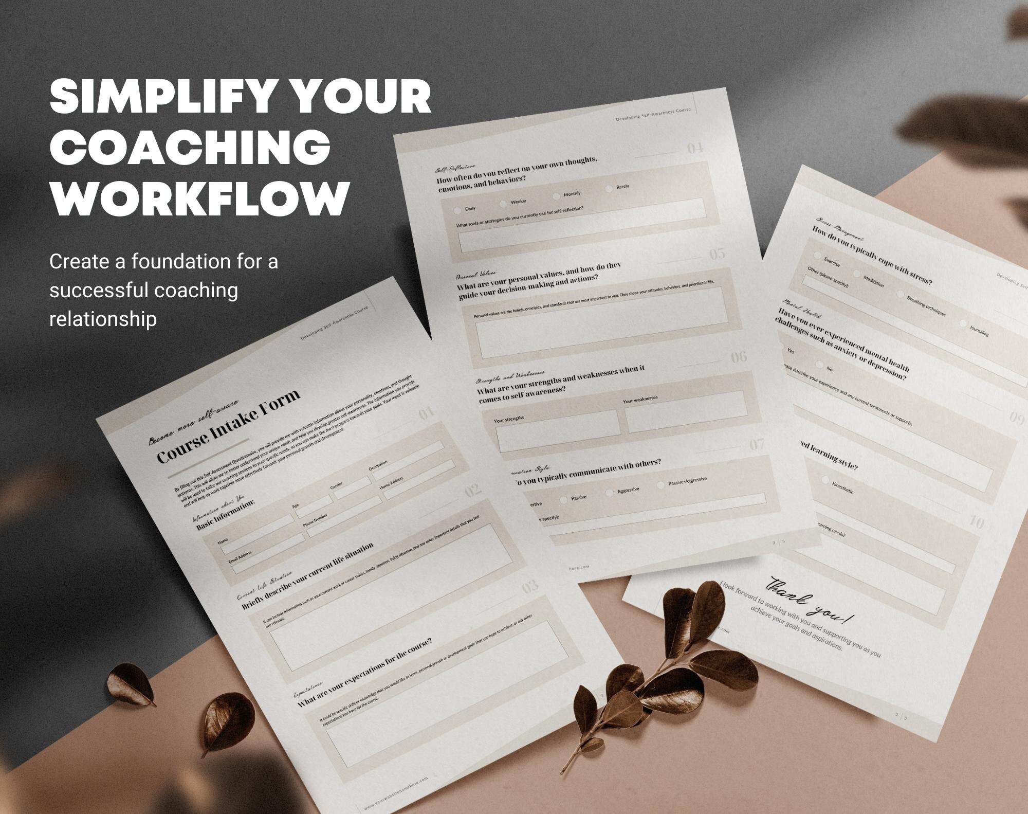 Coaching Intake Form Template. Self Assessment Questionnaire for Coach ...