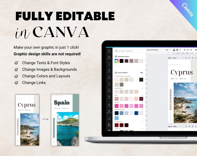 Cyprus Travel Itinerary Mobile Template. Editable Tour - Etsy