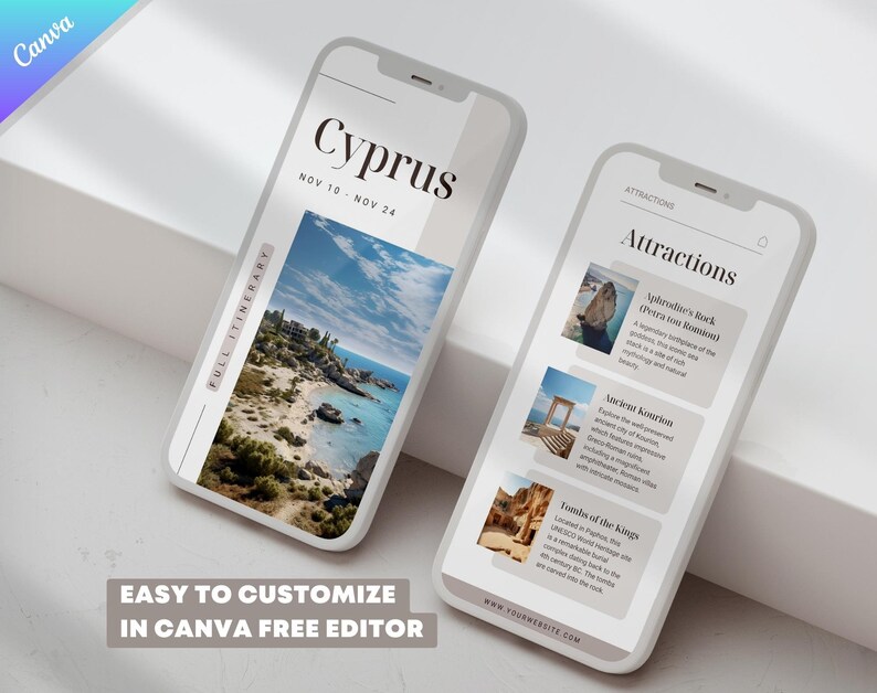 Cyprus Travel Itinerary Mobile Template. Editable Tour - Etsy