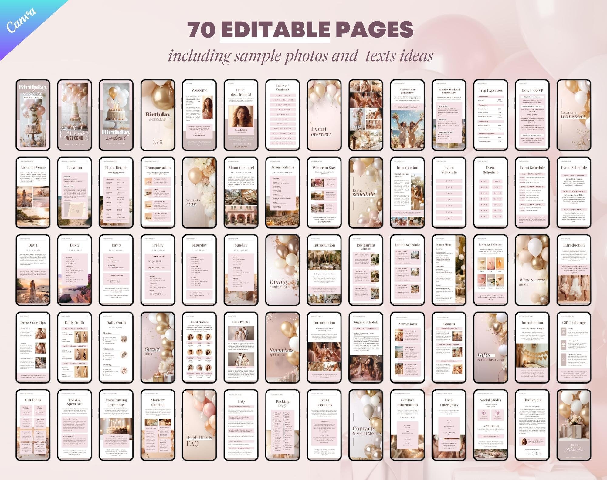 Birthday Travel Mobile Itinerary Template. Celebration Weekend Event ...