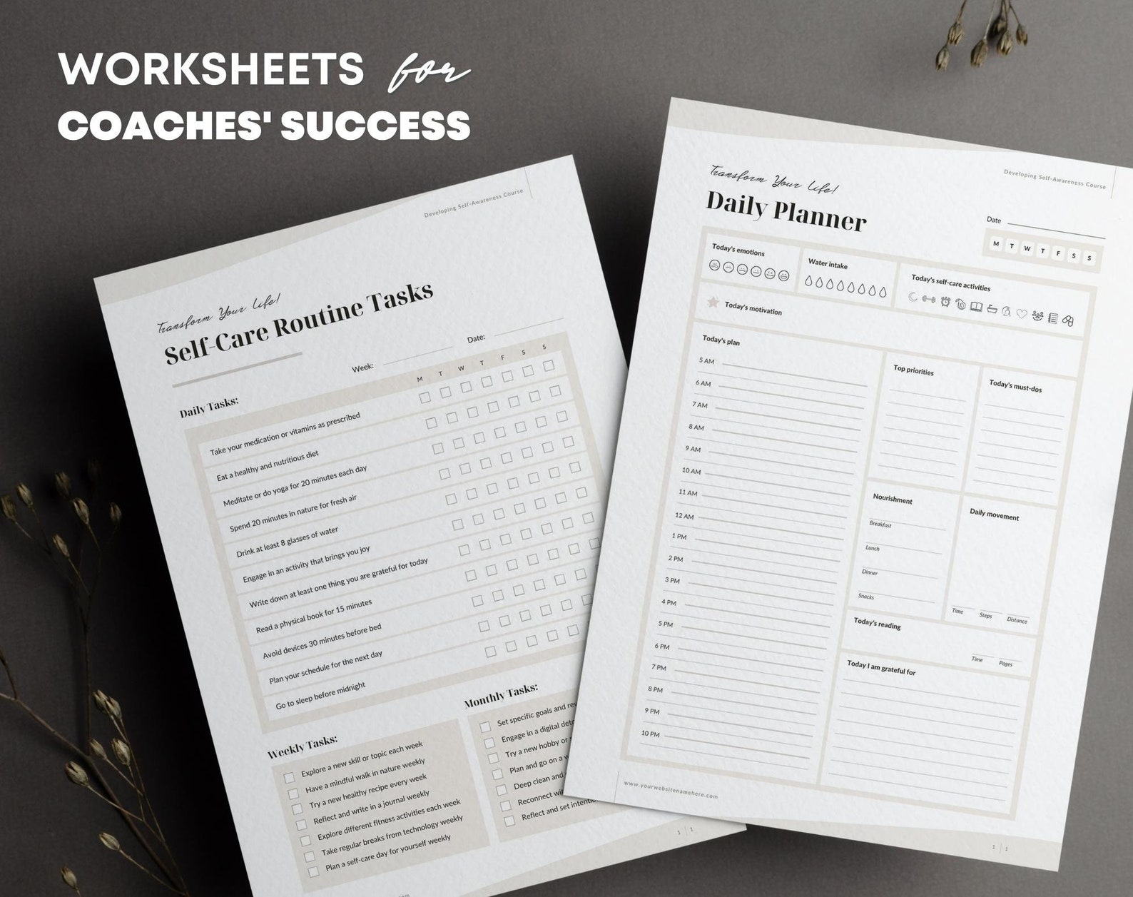 Life Coaching Workbook Template Bundle. Self-care Printable Worksheets ...