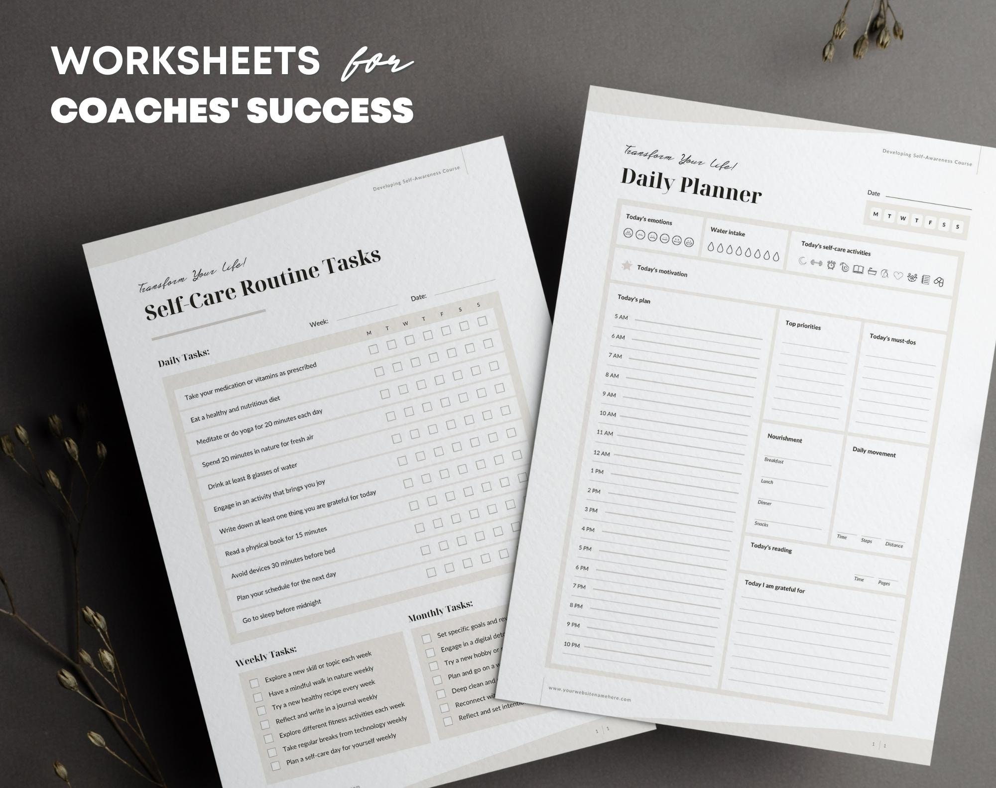 Life Coaching Workbook Template Bundle. Self-care Printable Worksheets ...