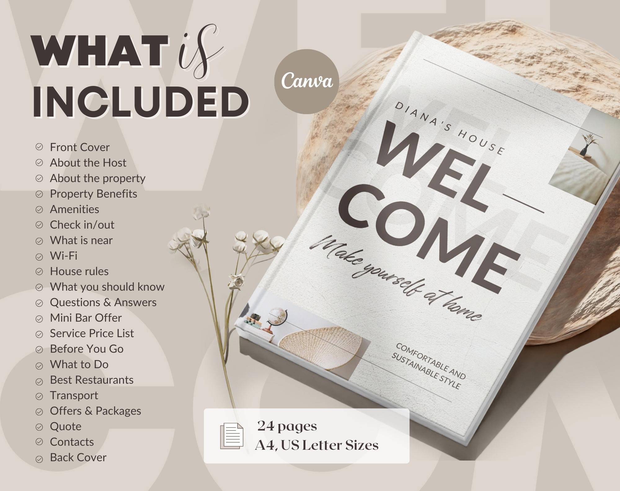 Welcome Guest Book Template. Printable House Host Brochure. Canva ...
