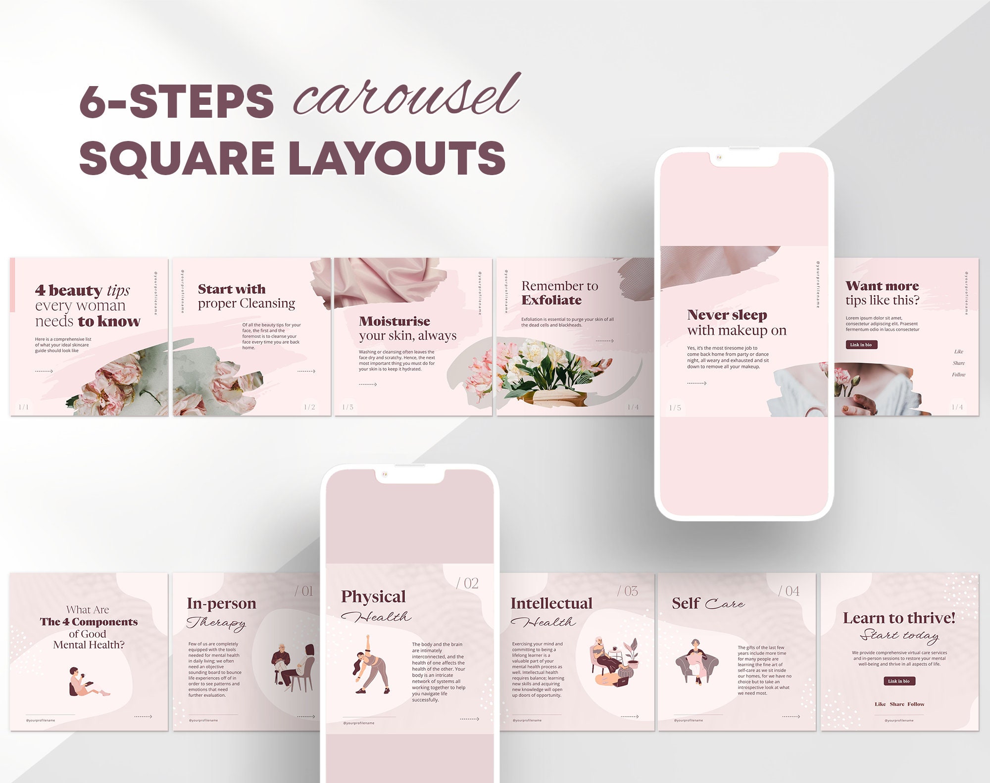 Pink Instagram Carousel Post Canva Templates: Beauty & Fashion (digital ...