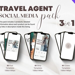 3in1 Travel Instagram Template Canva. Social Media Bundle for Agent ...