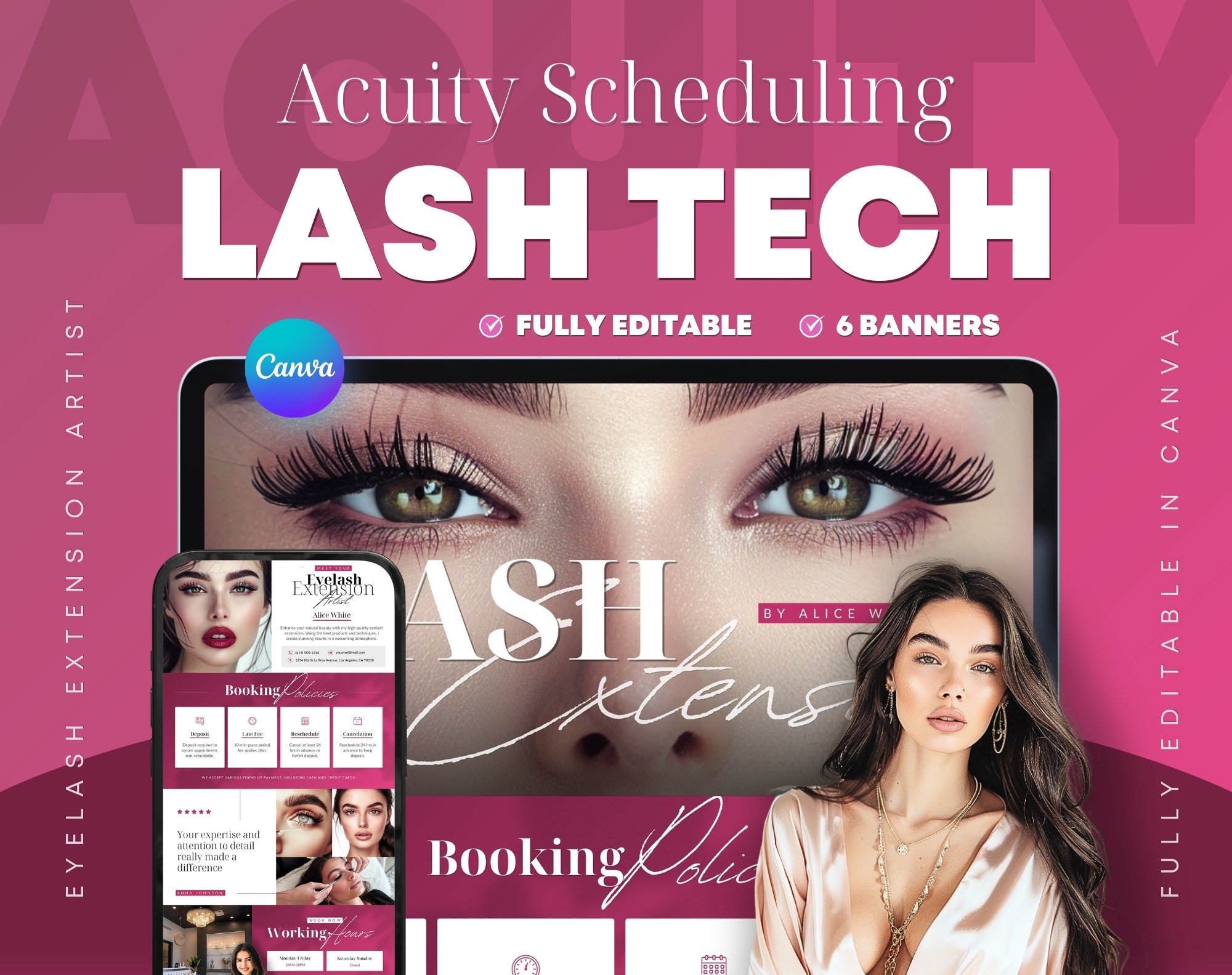 Lash Website Template Acuity Scheduling. Eyelash Extension Technician ...
