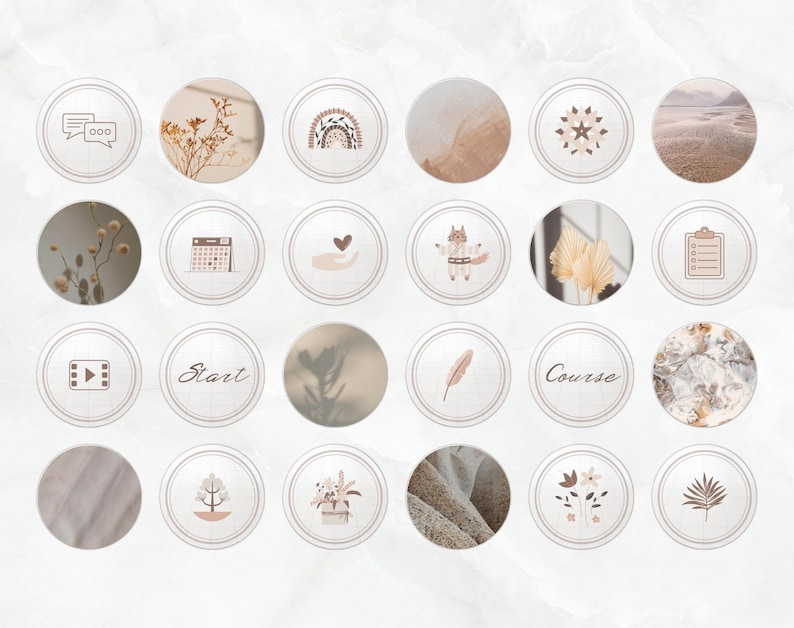 Virtual Assistant Instagram Highlight Covers: 100 Beige Icons (canva ...
