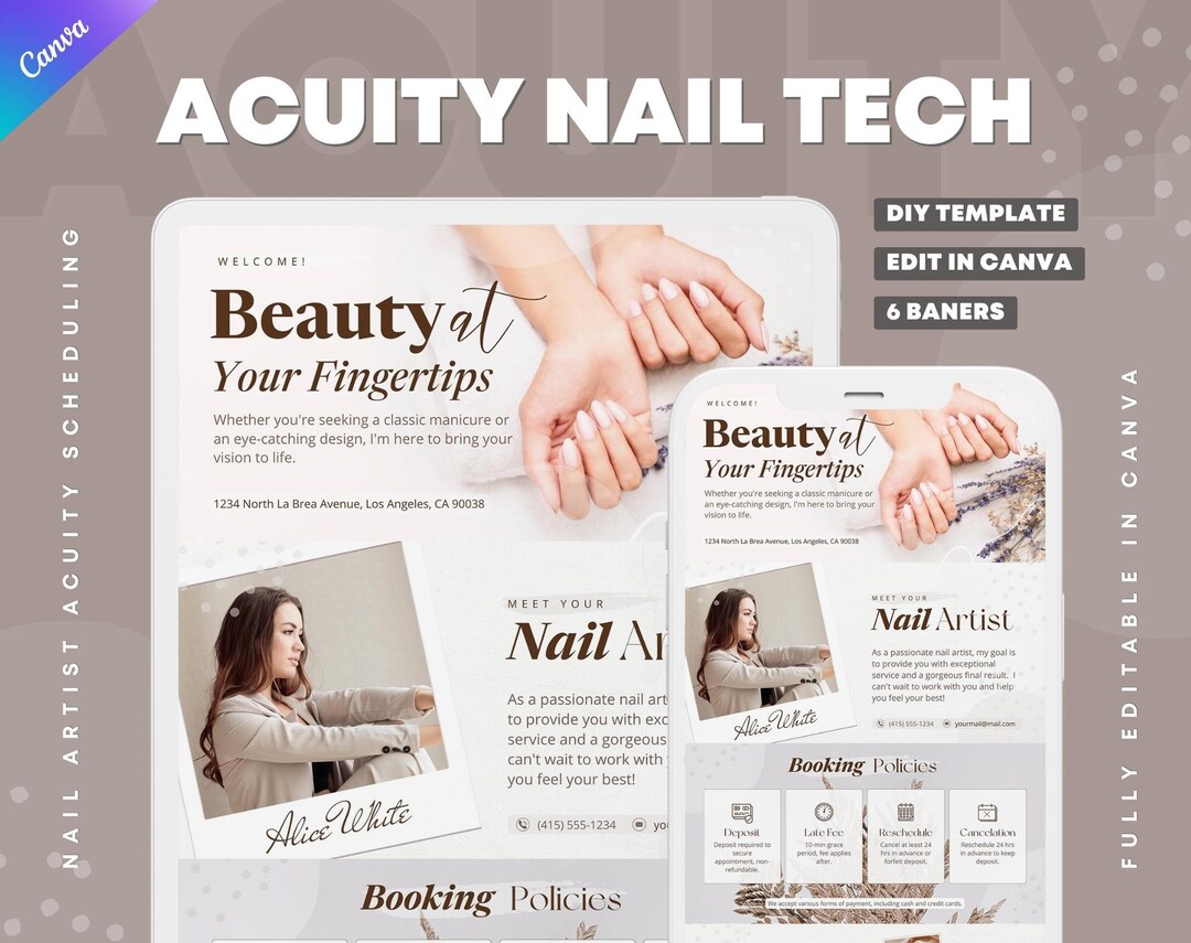 Nail Tech Acuity Scheduling Design Template. Neutral Website Banners ...
