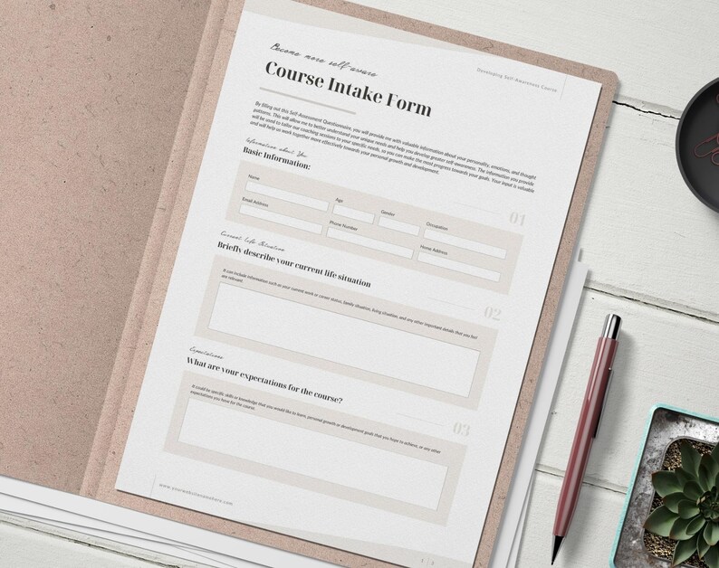 Coaching Intake Form Template. Self Assessment Questionnaire for Coach ...