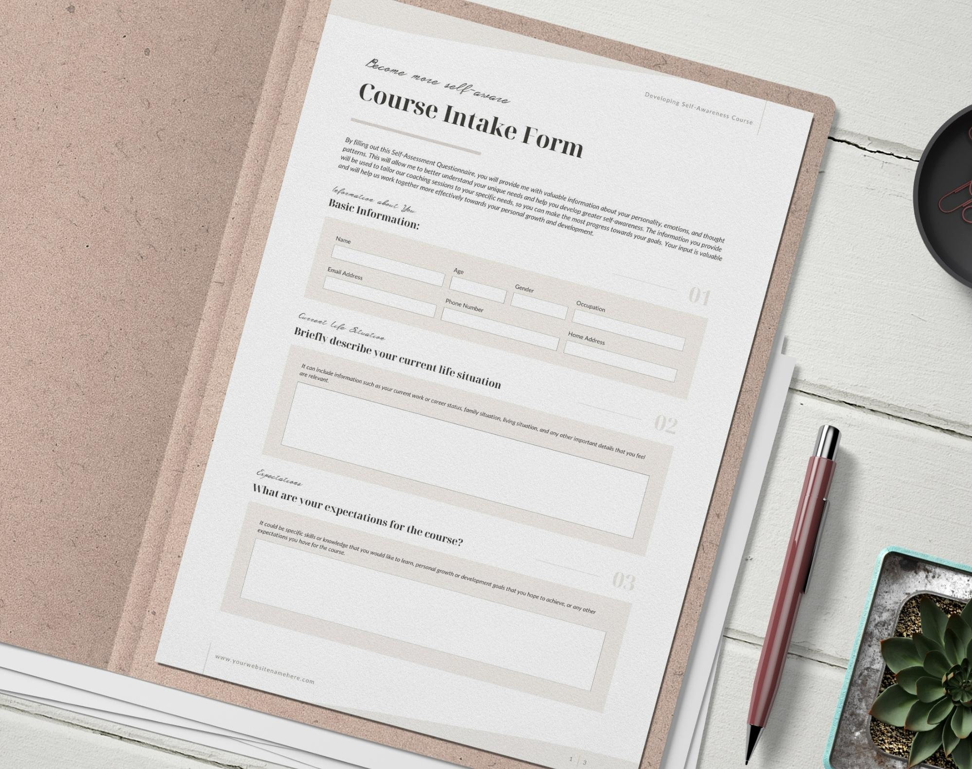 Coaching Intake Form Template. Self Assessment Questionnaire for Coach ...