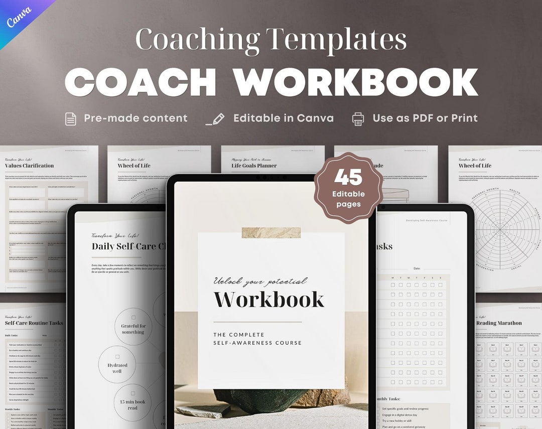 Life Coaching Workbook Template Bundle. Self-care Printable - Etsy