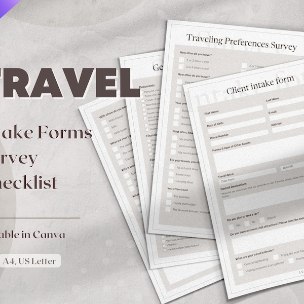 Travel Inquiry Form Templates - Etsy