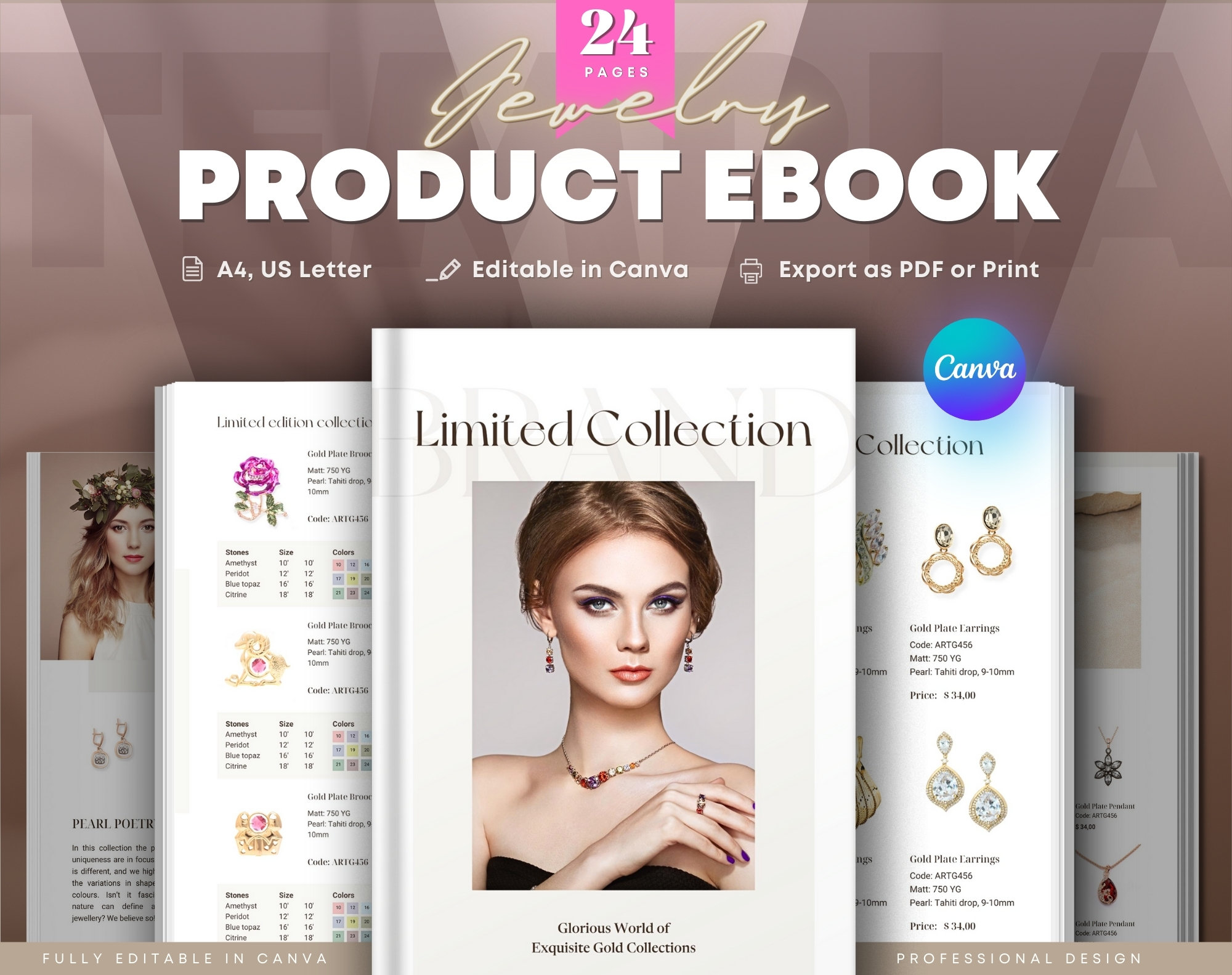Jewelry Line Sheet Template: Product Catalog, Wholesale Pricing (canva ...