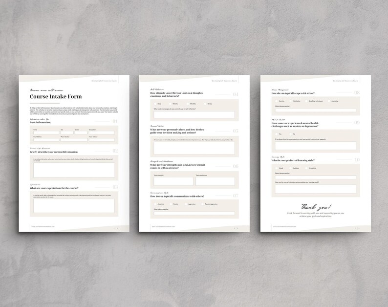 Coaching Intake Form Template. Self Assessment Questionnaire for Coach ...