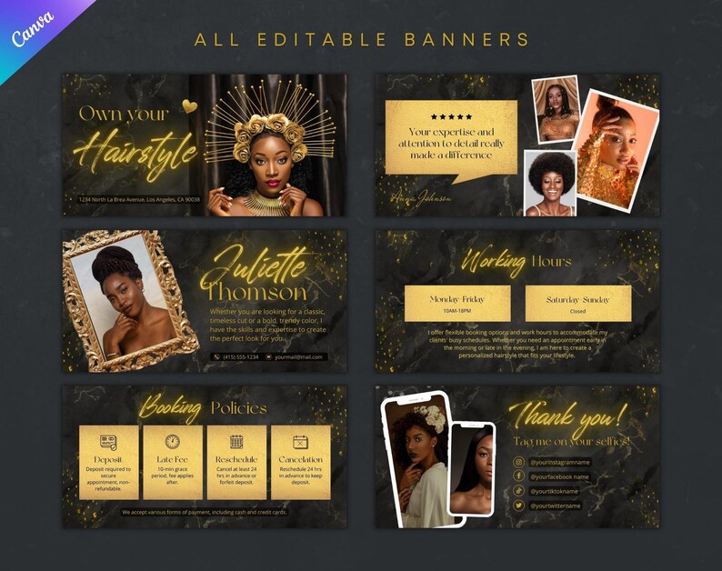Acuity Scheduling Template: Gold Marble Canva Banners (digital Download ...