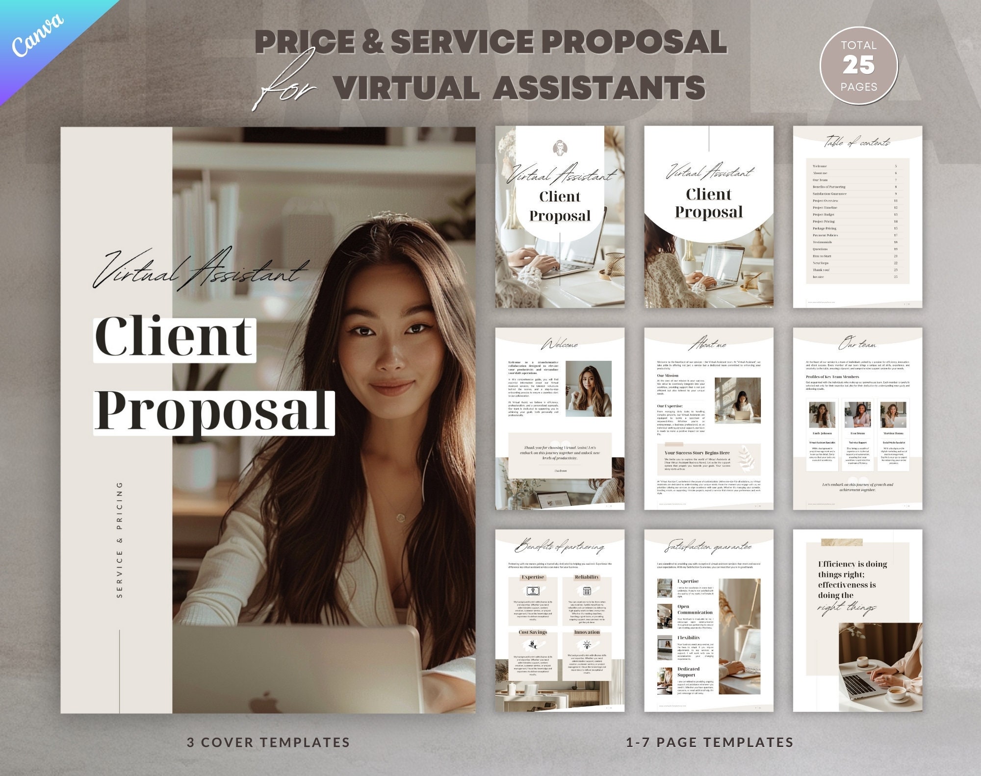 Virtual Assistant Client Proposal Template. Service & Pricing Guide. VA ...