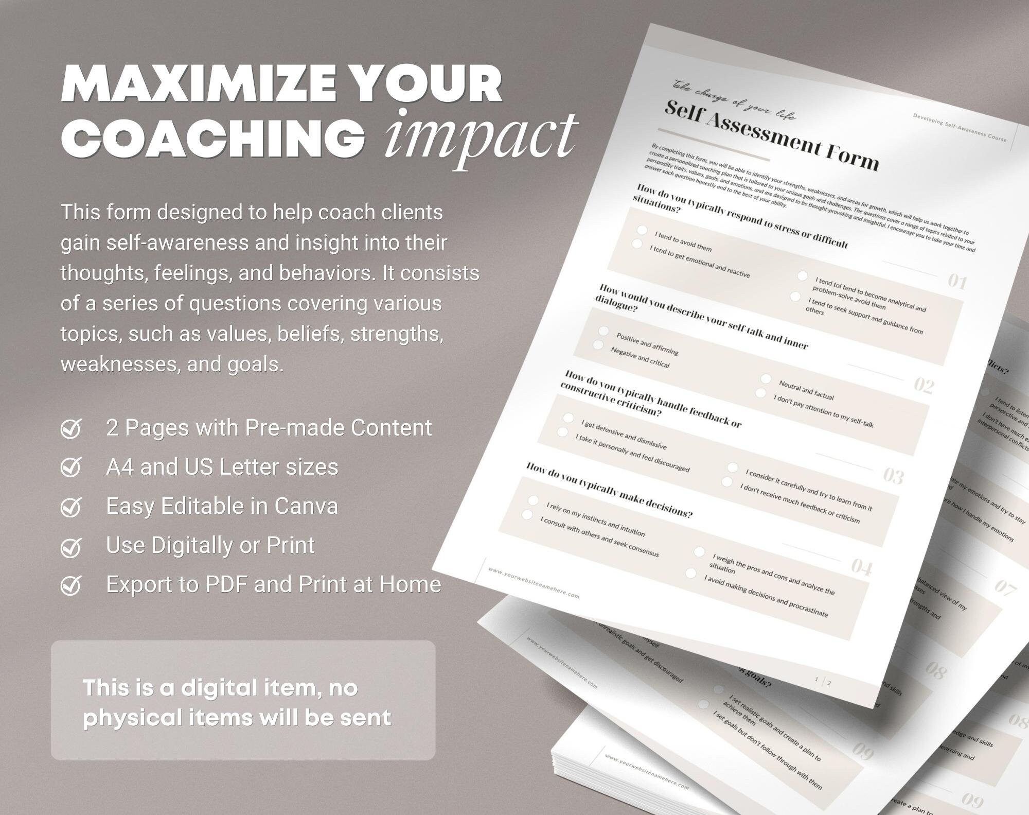 Welcome Client Intake Form Coaching Template Editable in Canva. Self ...