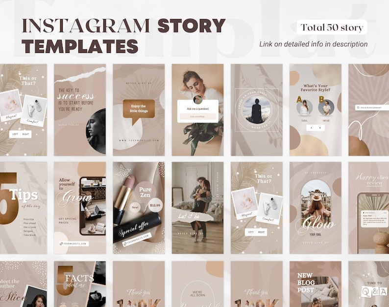 3in1 Neutral Engagement Instagram Bundle. Boho Insta Post & Story ...