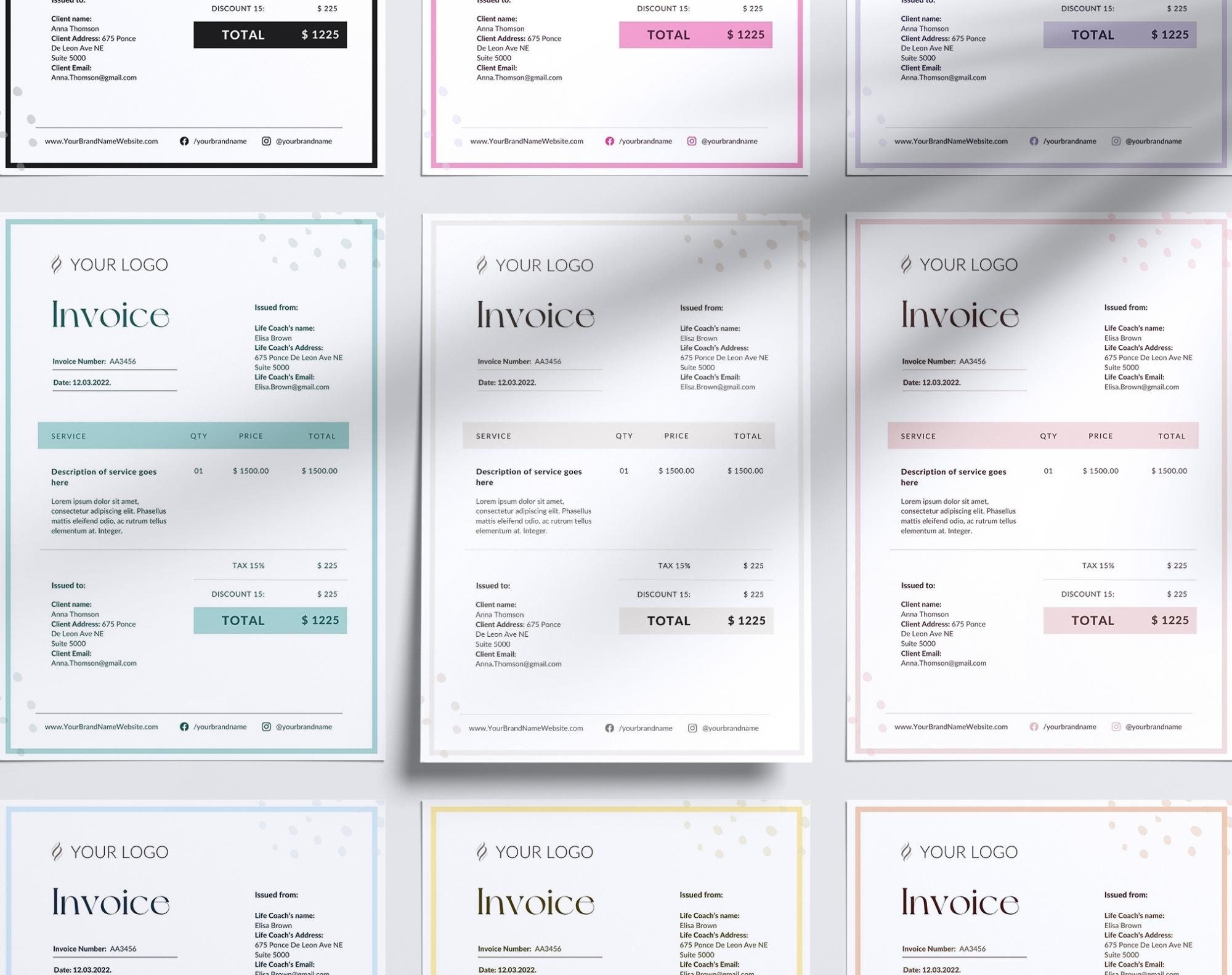 Invoice Template Editable in Canva for Business. Receipts for Coaches ...
