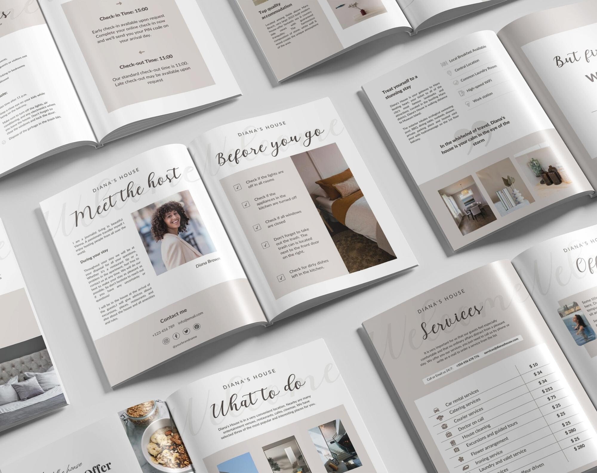 Rental Welcome Guest Book Template. Printable Canva Editable Rental ...