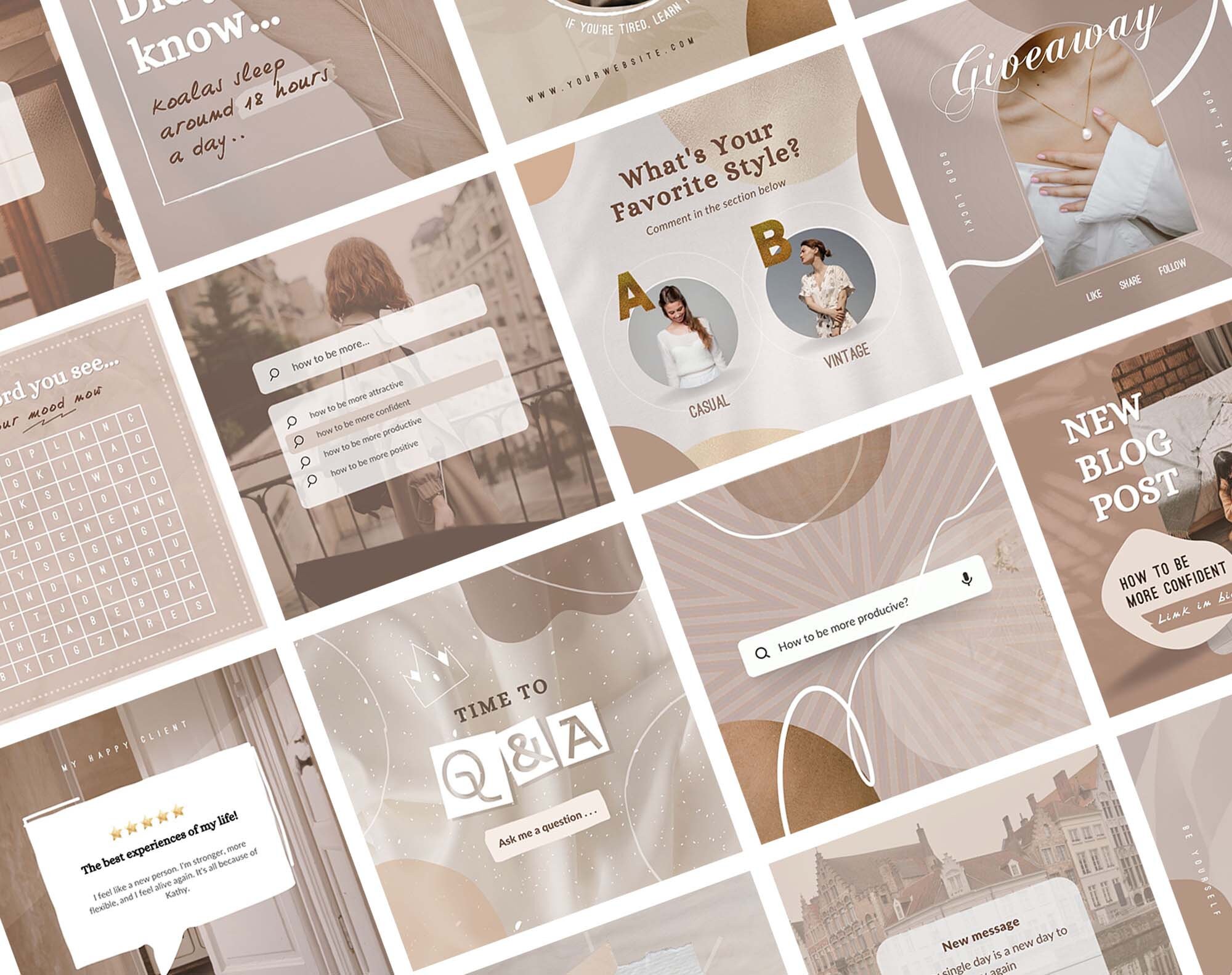 50 Instagram Post Feed Canva Templates. Engagement Social Media Post in ...