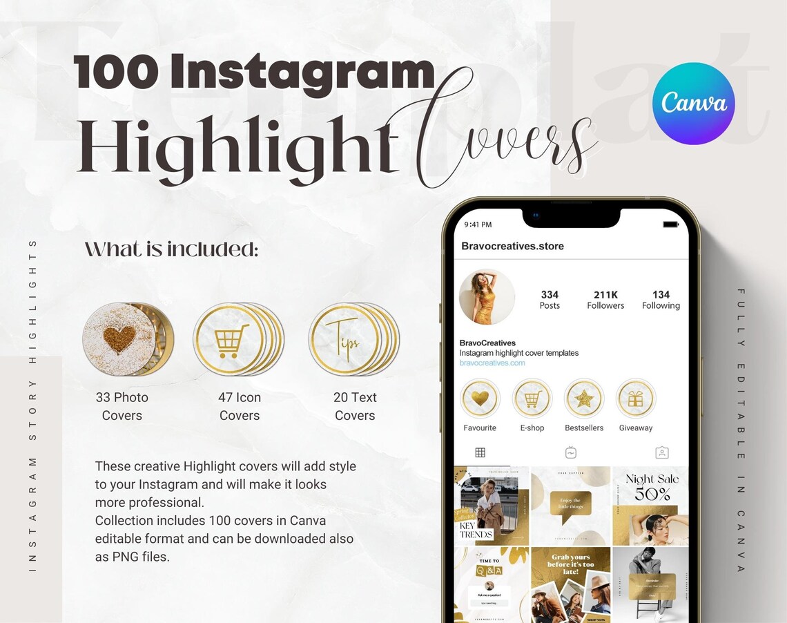 100 Gold Instagram Story Highlight Covers. Handwritten Lux - Etsy