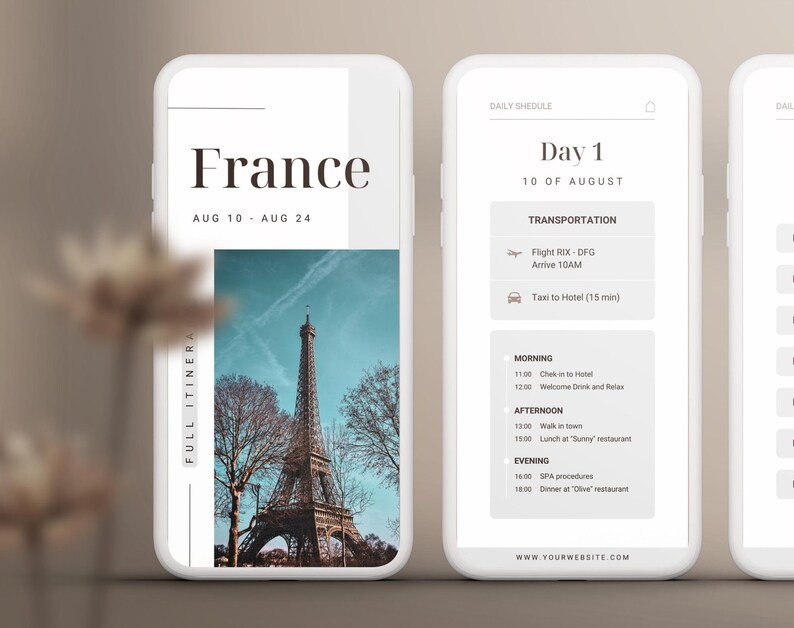 France Travel Itinerary Mobile Template Guide. Digital Editable Travel ...
