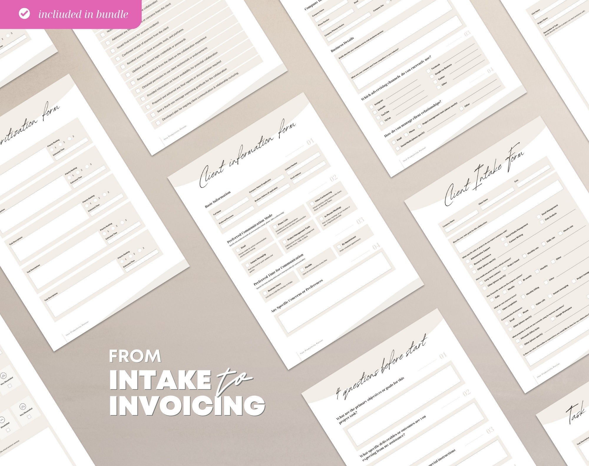 Virtual Assistant Client Intake Form Bundle: Canva Templates (digital ...
