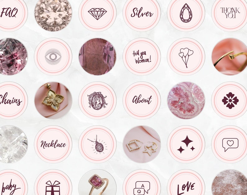 100 Jewelry Instagram Highlight Covers: Pink Social Media Branding ...