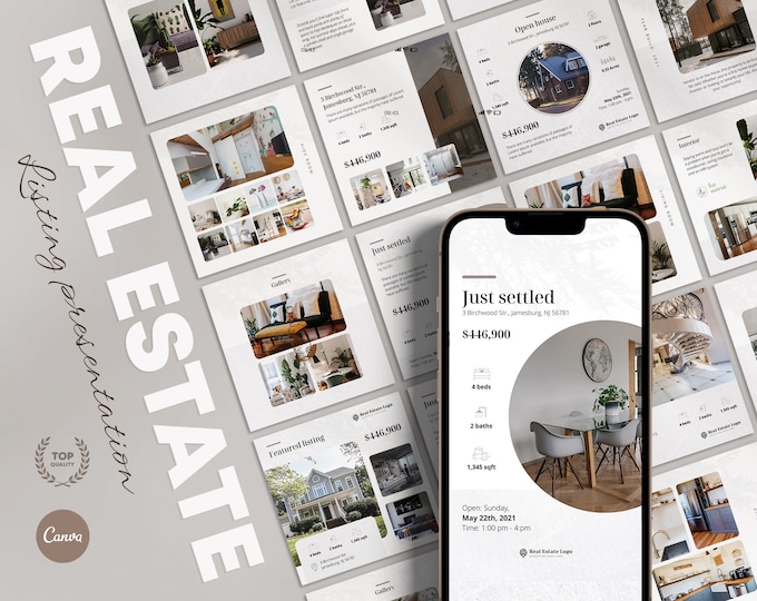 Real Estate Instagram Templates: Listing Presentation Canva Posts ...