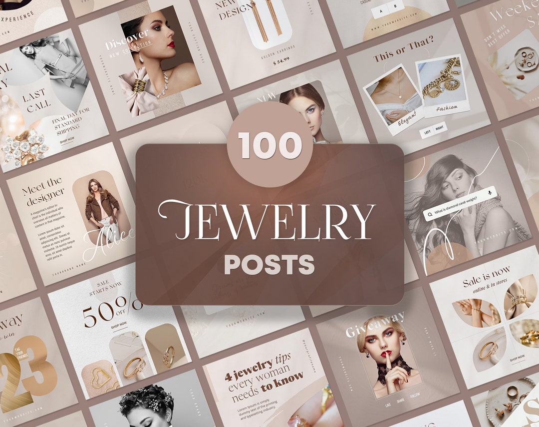 Fashion Jewelry Shop Instagram Post Templates. Product Branding ...
