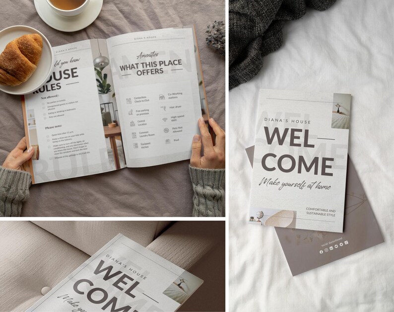 Welcome Guest Book Template. Printable House Host Brochure. Canva ...