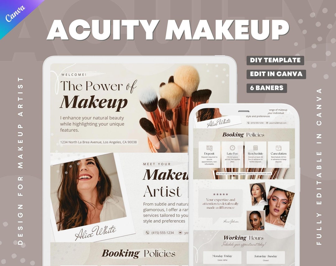 Acuity Scheduling Template: Makeup Artist & Esthetician Canva Website ...
