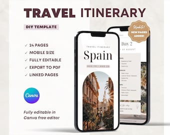 Mobile Travel Itinerary Template Minimalist Canva Design. Travel Agent ...