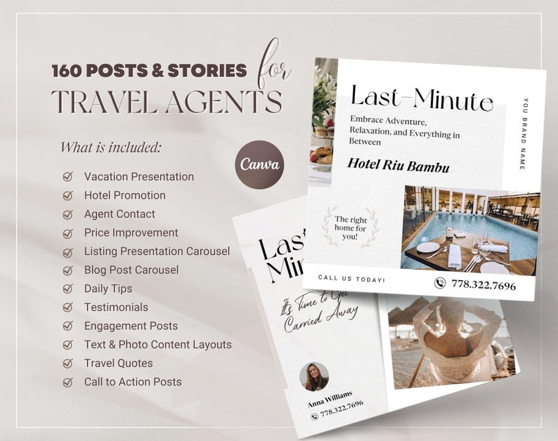 3in1 Travel Instagram Template Canva. Social Media Bundle for - Etsy