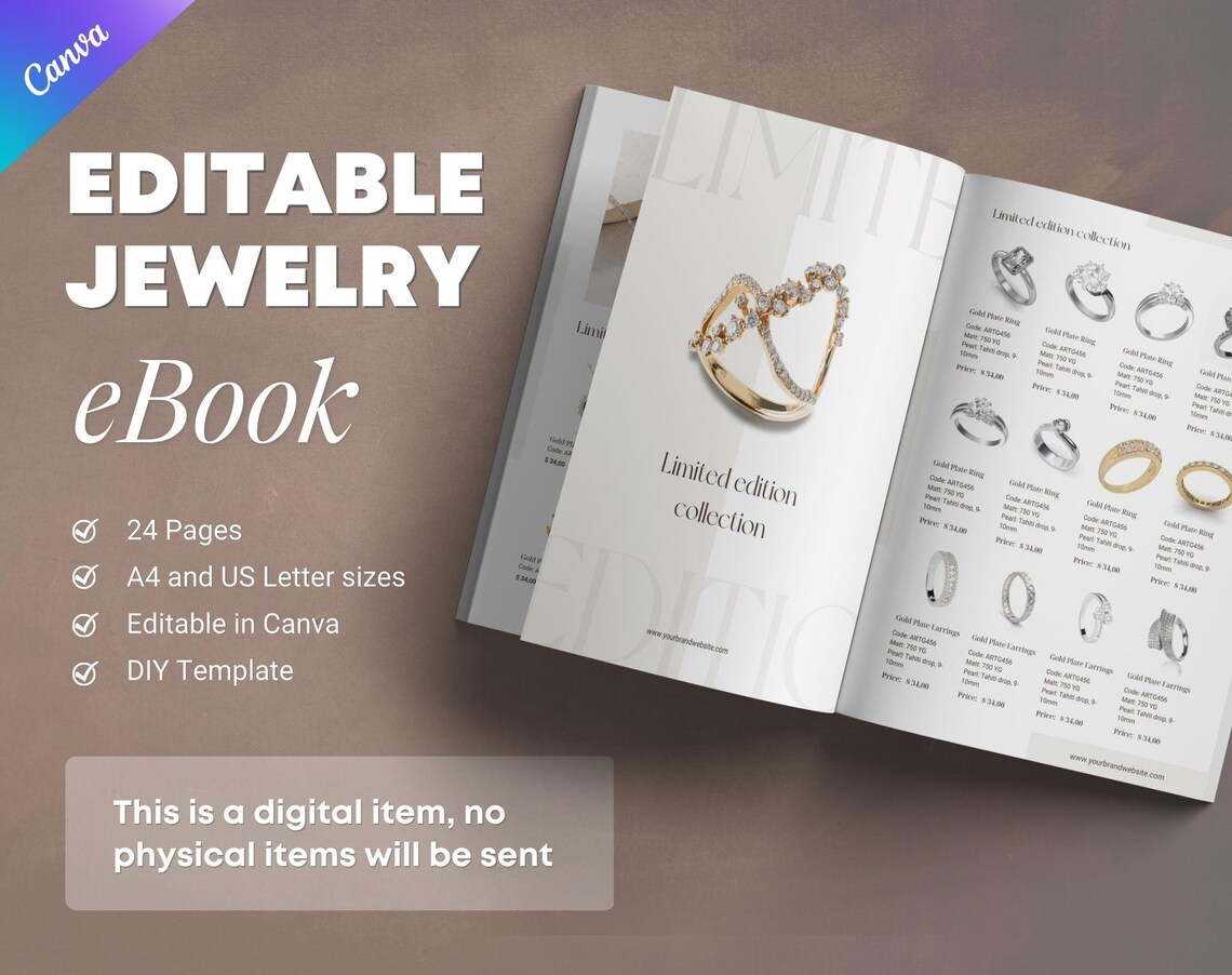 Jewelry Line Sheet Template Product Catalogue. Jewellery - Etsy
