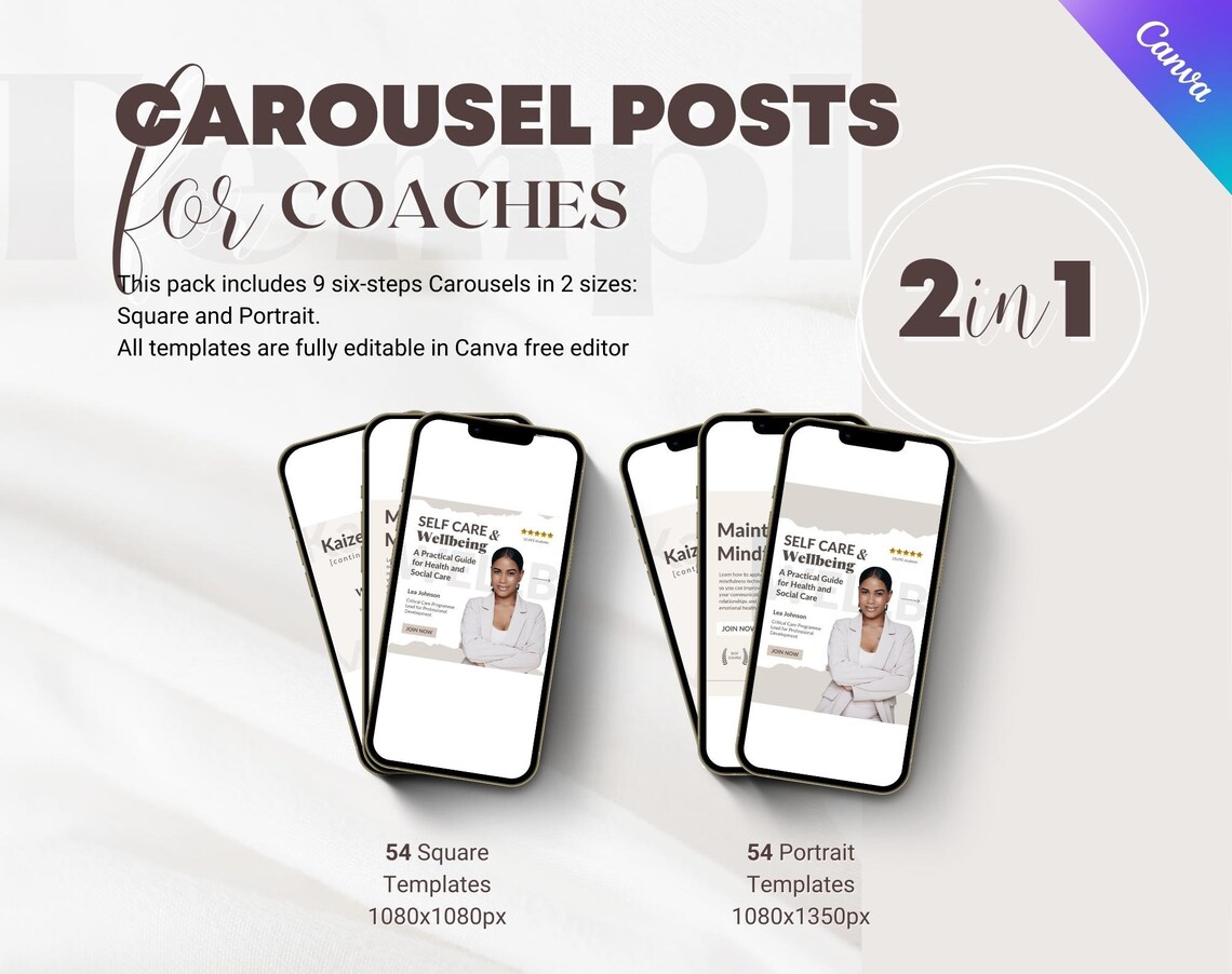 Life Coach Carousel Instagram Post Templates Canva. Course - Etsy