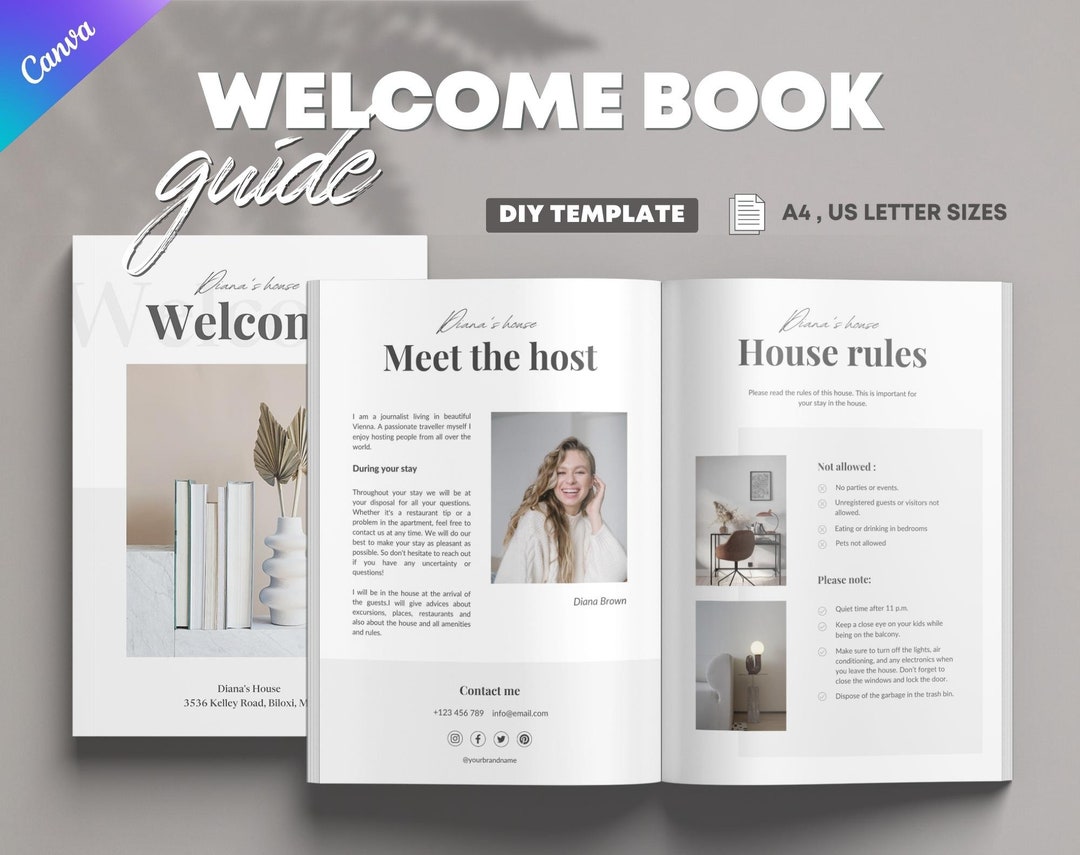 Rental Welcome Guest Book Template. Rental House Rules Guide Super Host ...