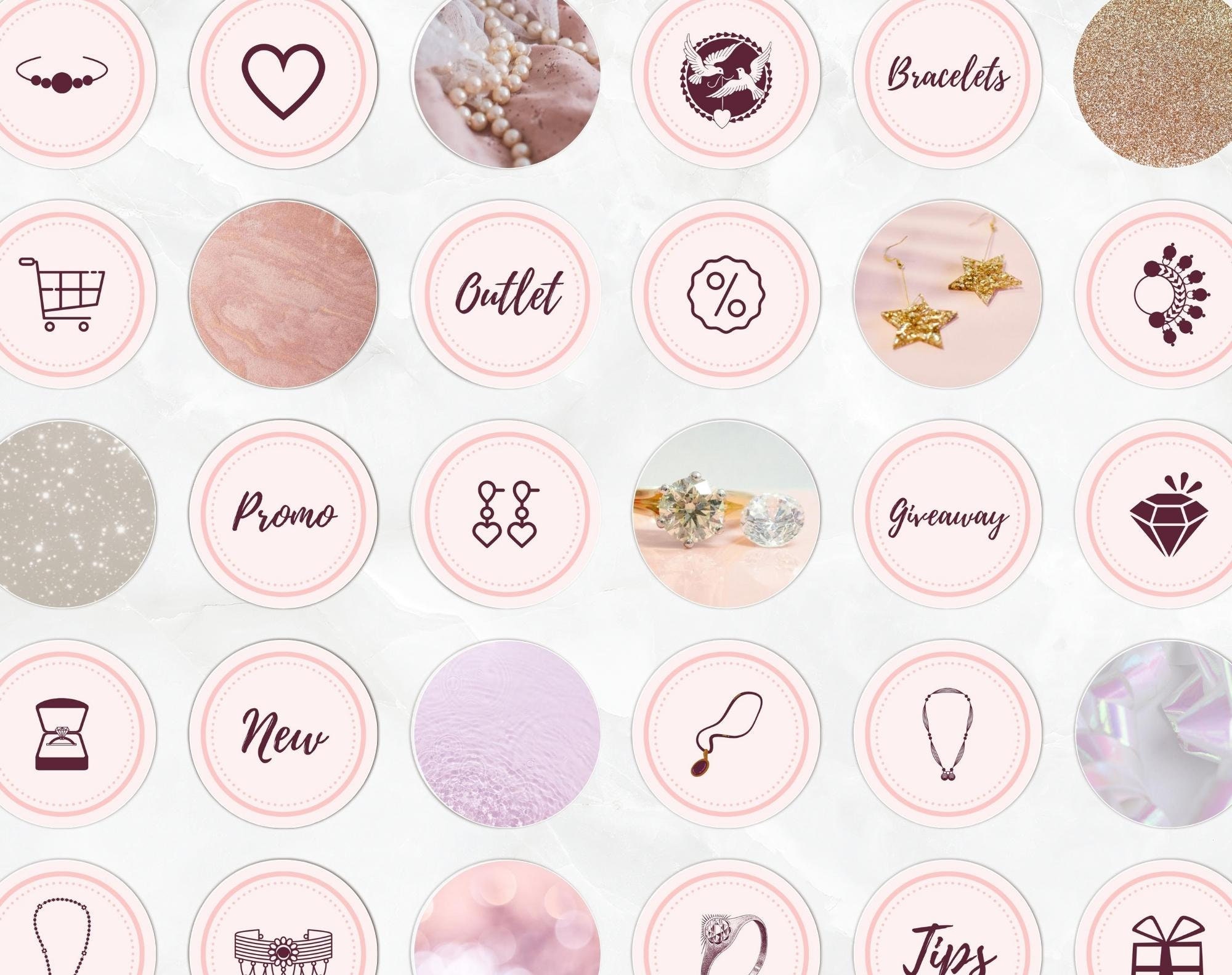 100 Jewelry Instagram Highlight Covers: Pink Social Media Branding ...