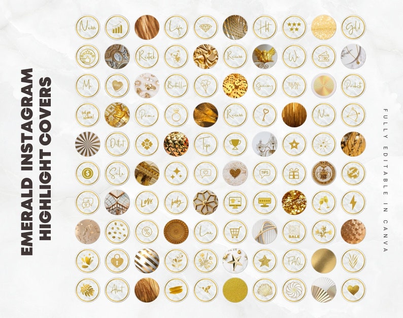 100 Gold Instagram Story Highlight Covers. Handwritten Lux Icon Covers ...