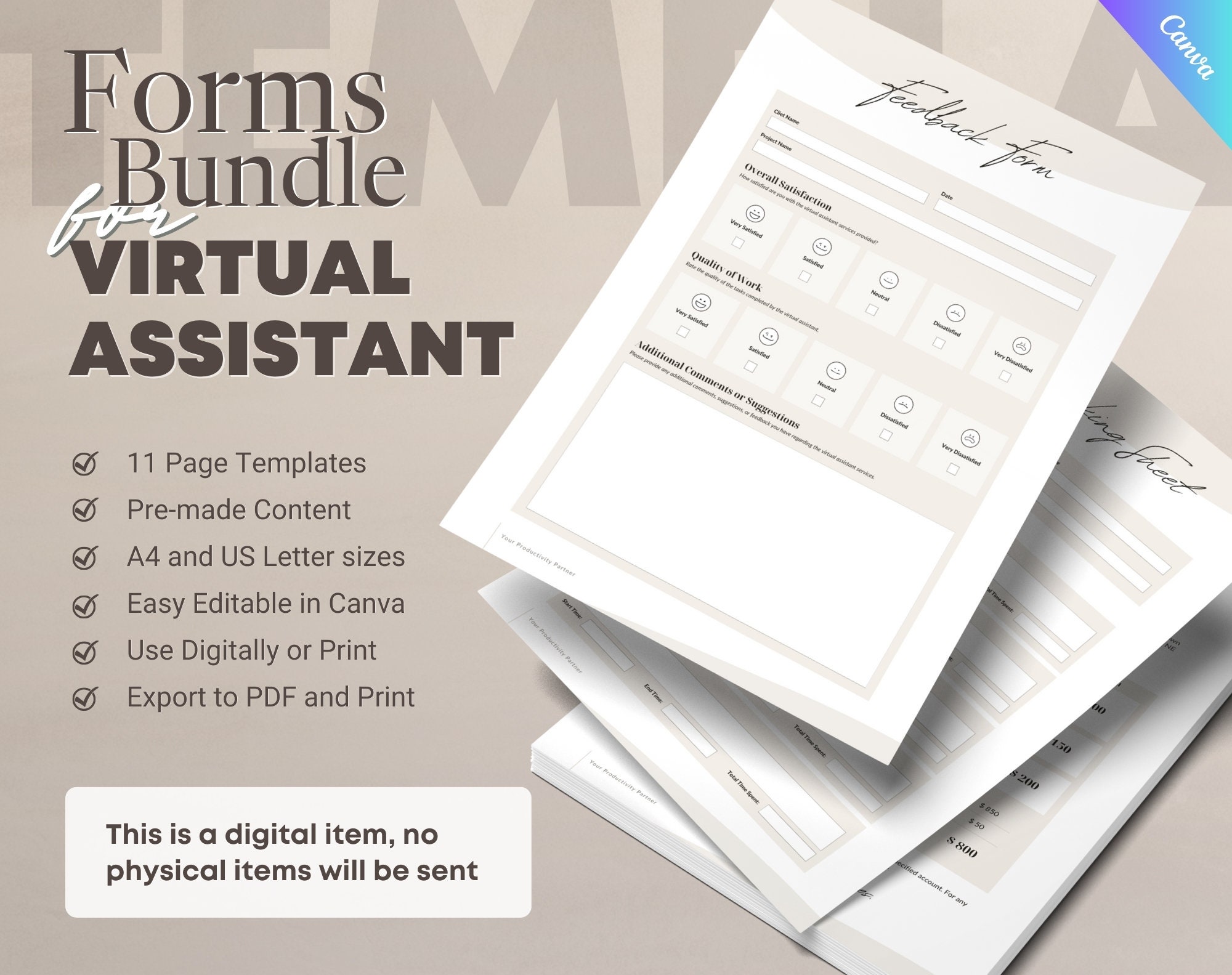 Virtual Assistant Client Intake Form Bundle. Customer Onboarding ...