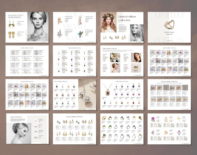 Jewelry Line Sheet Template Product Catalogue. Price List and Service ...