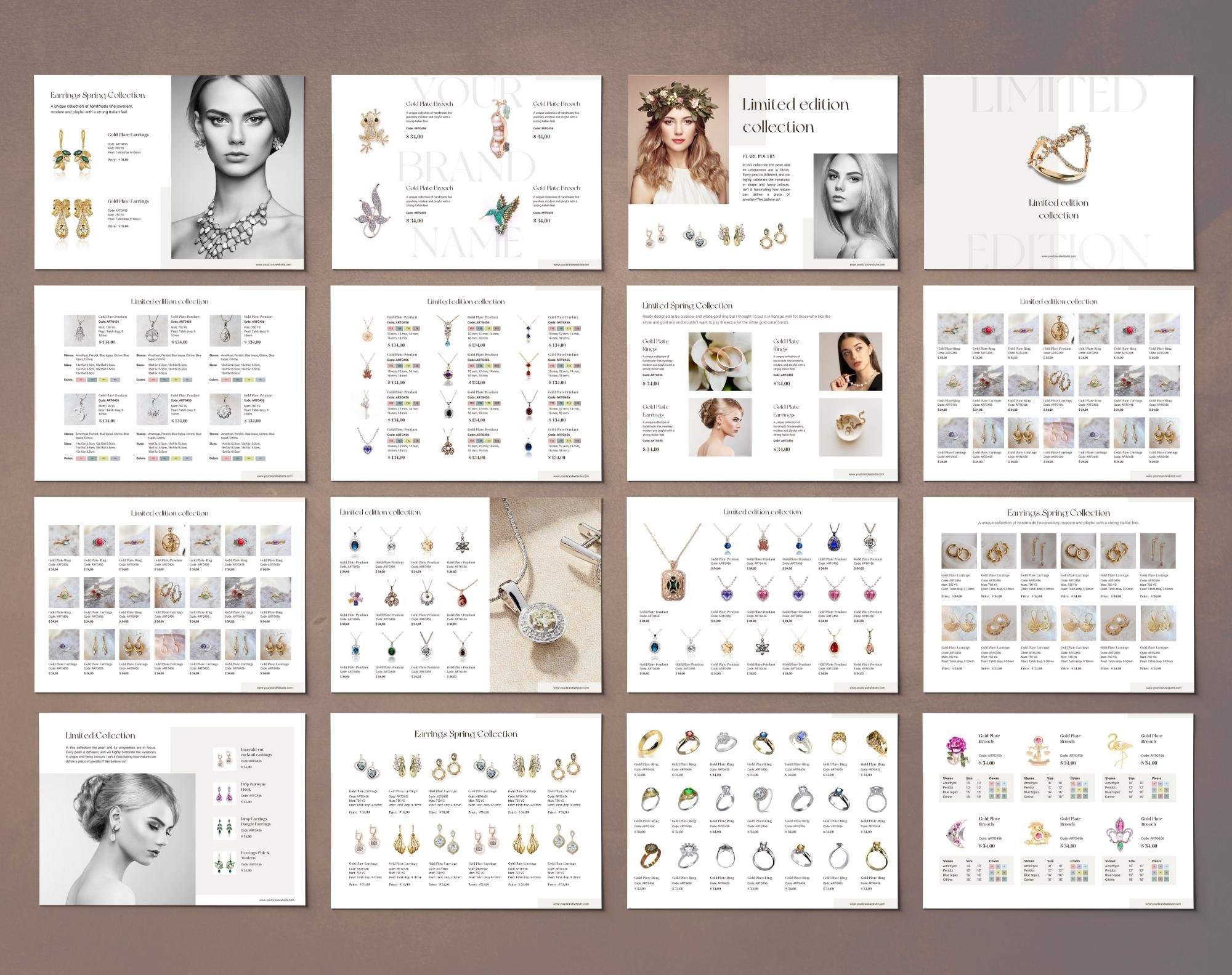 Jewelry Line Sheet Template Product Catalogue. Price List and Service ...