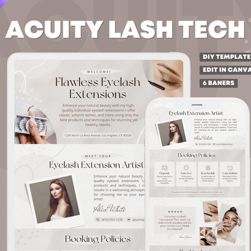 Acuity Booking Site Design Template for Lash Techs Hair - Etsy