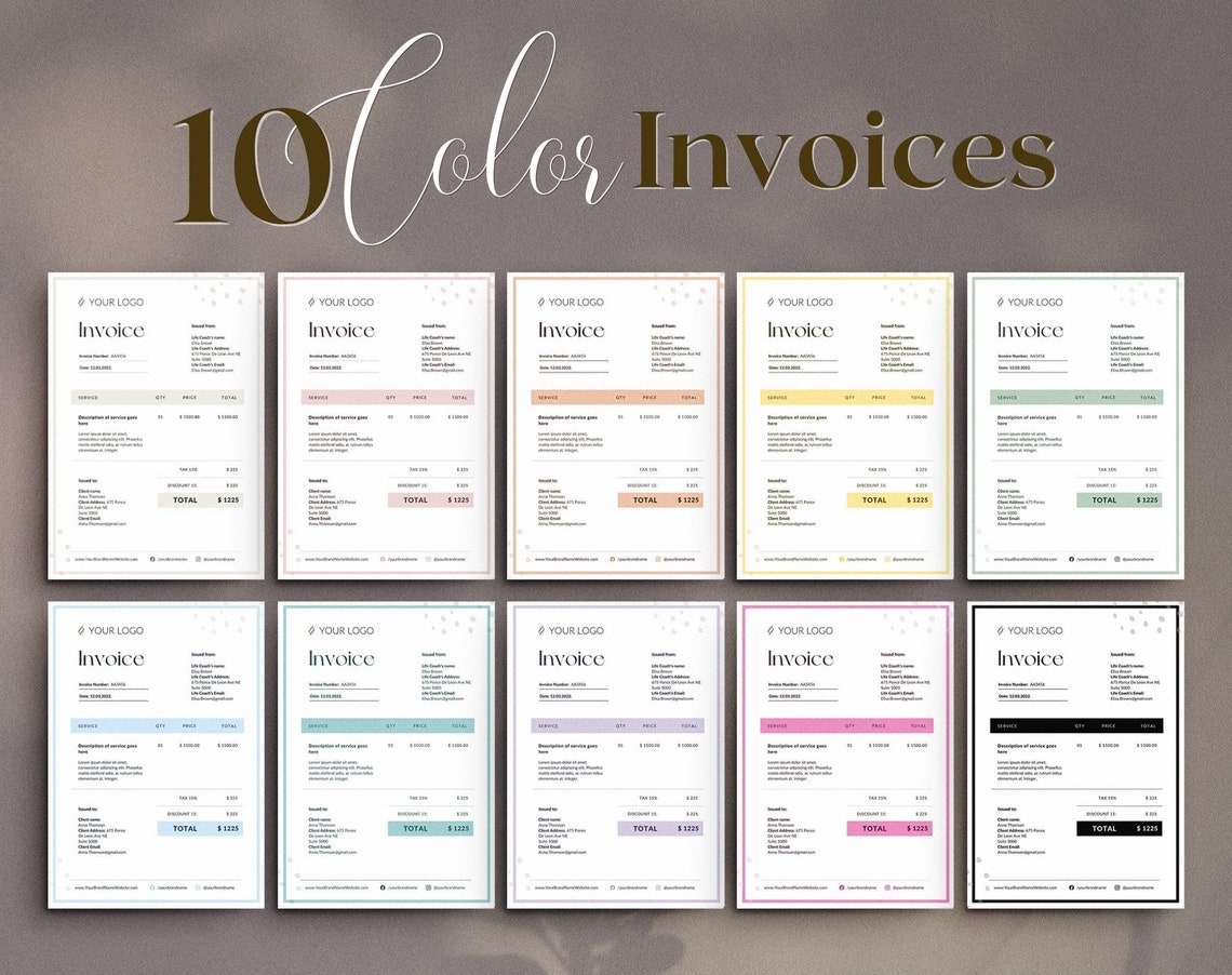 Invoice Template Editable in Canva for Business. Receipts for Coaches ...