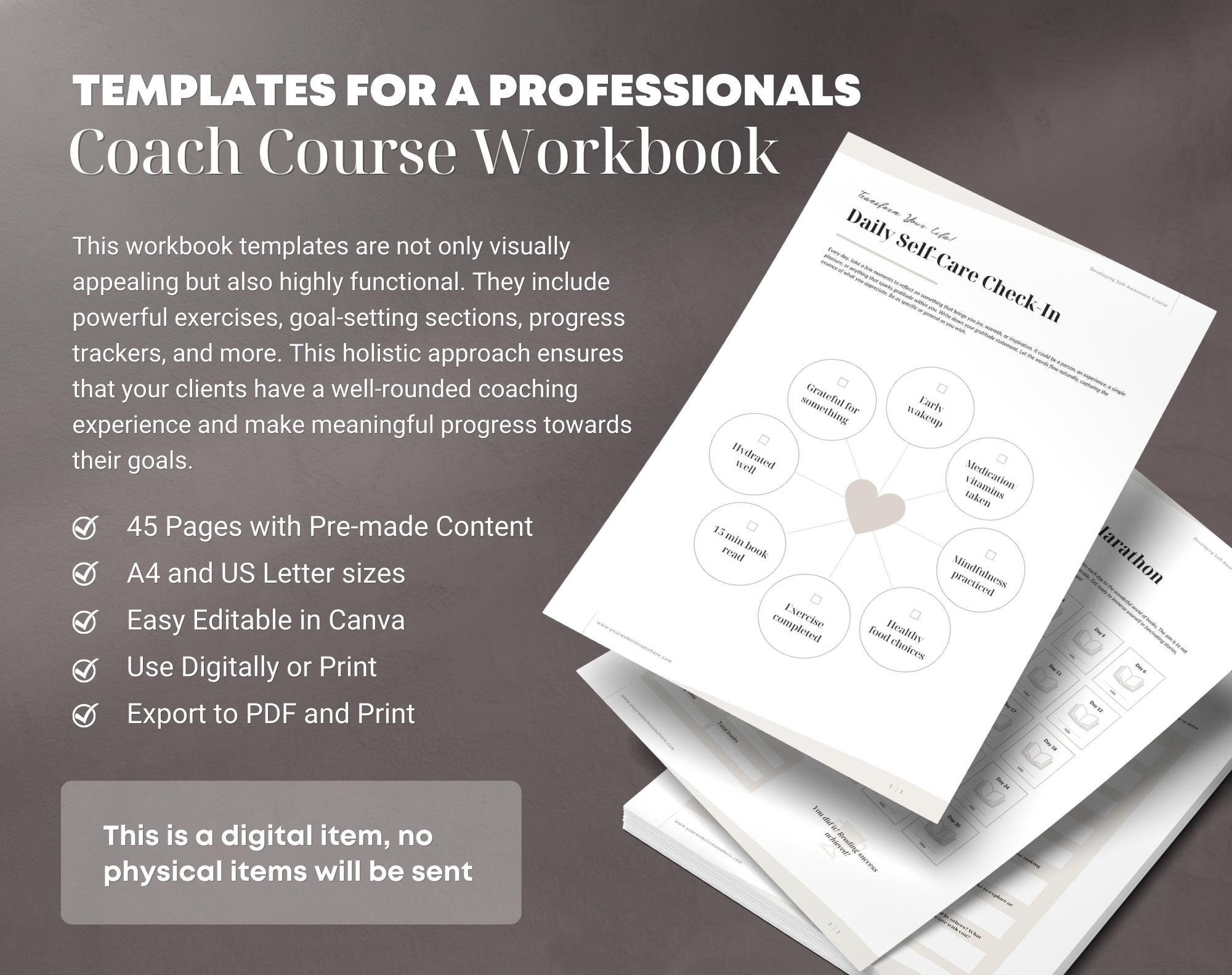 Life Coaching Workbook Template Bundle. Self-care Printable Worksheets ...