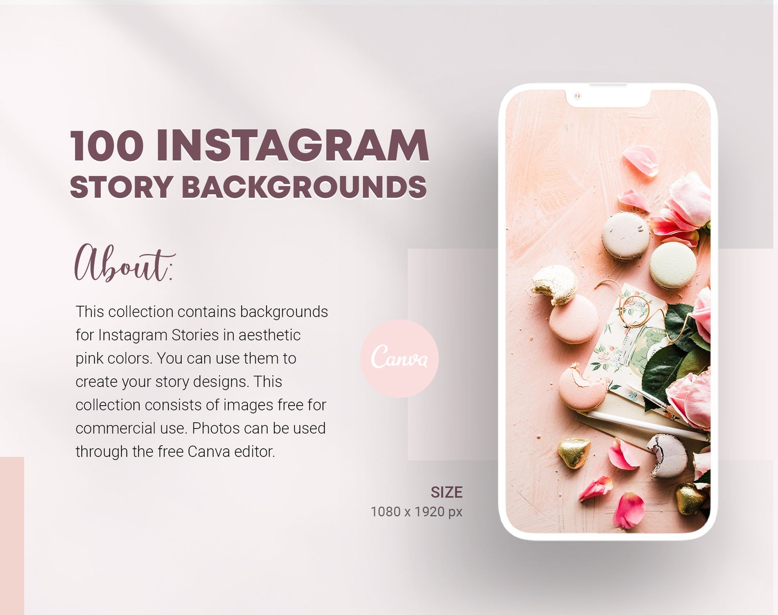 Aesthetic Pink Instagram Story Photo Backgrounds. Feminine Digital ...