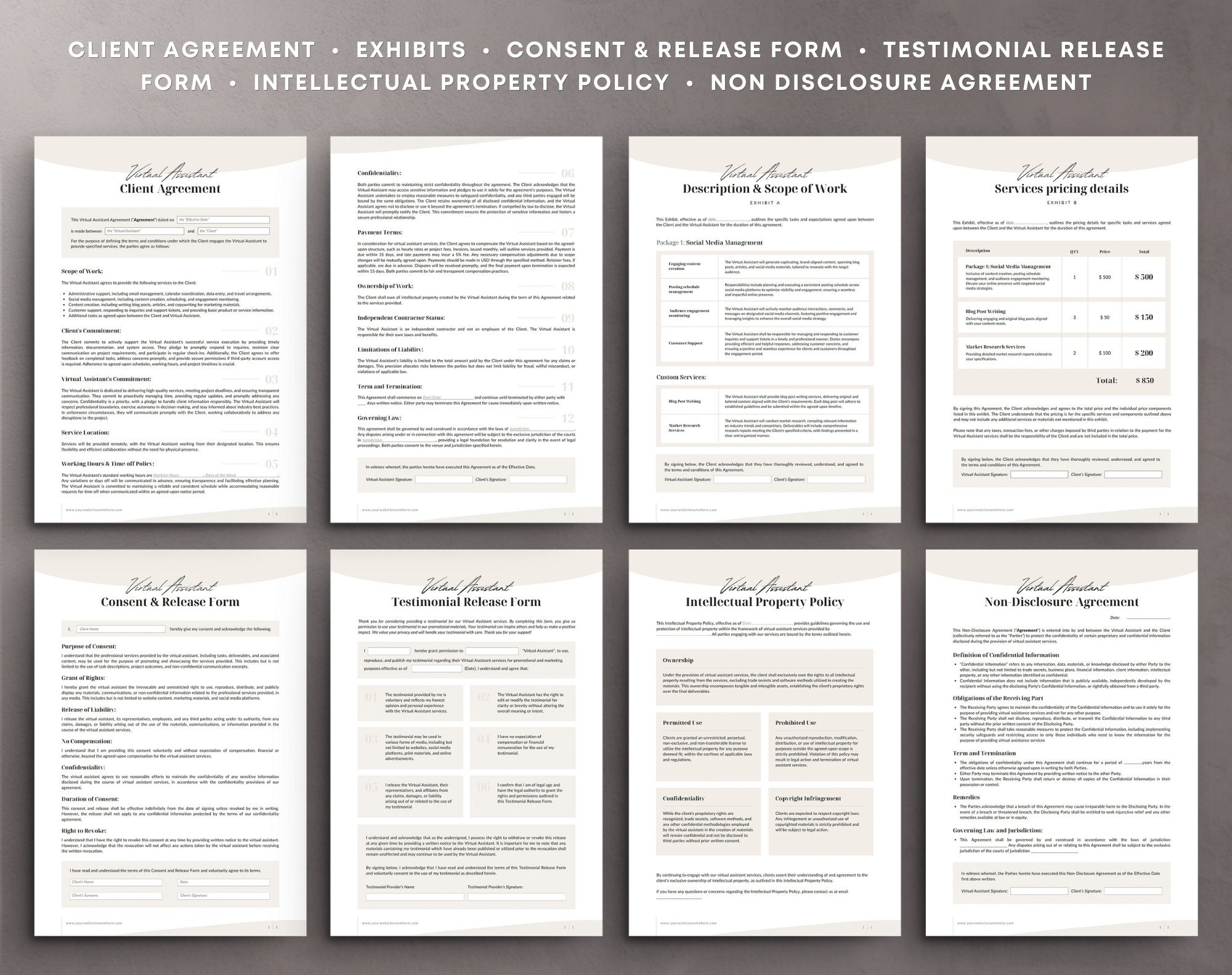 Virtual Assistant Contract Template Bundle. Agreement & Legal Document ...